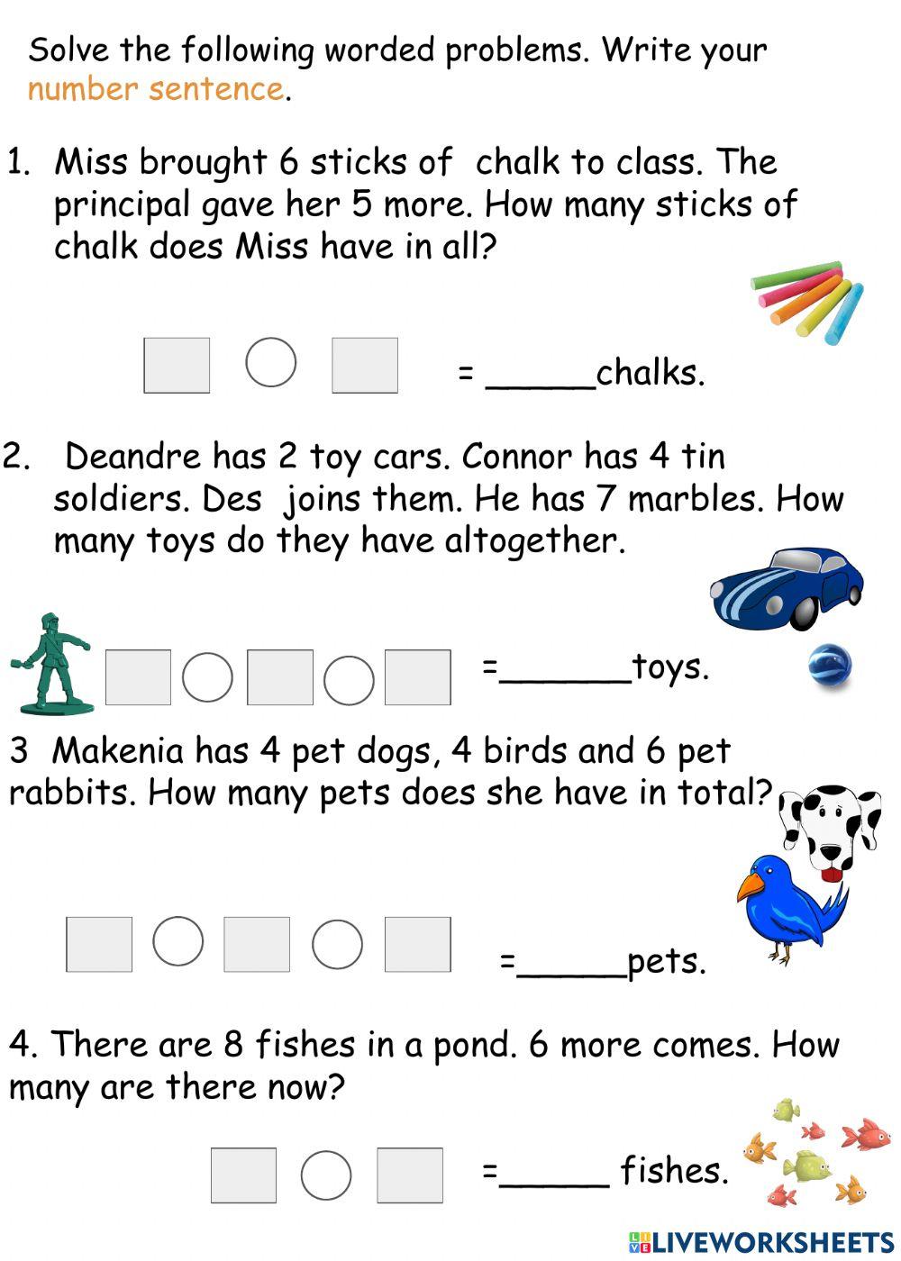 Math evaluation exercise for 1 | Live Worksheets