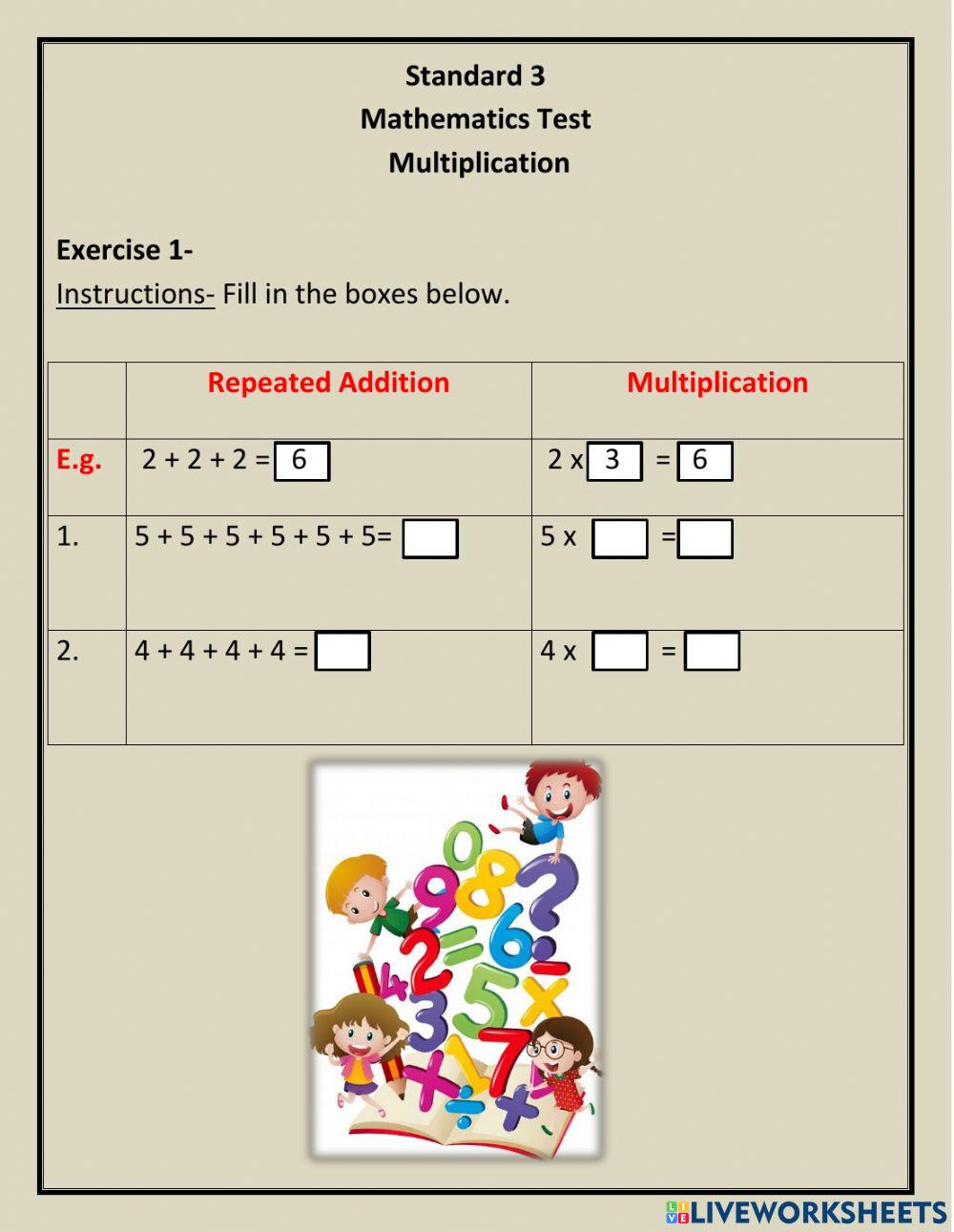Mathematics Test Free Exercise | Live Worksheets