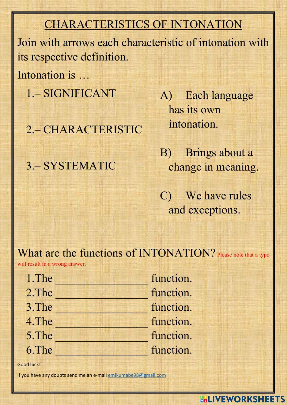 2779330 | Characteristics and functions of intonation