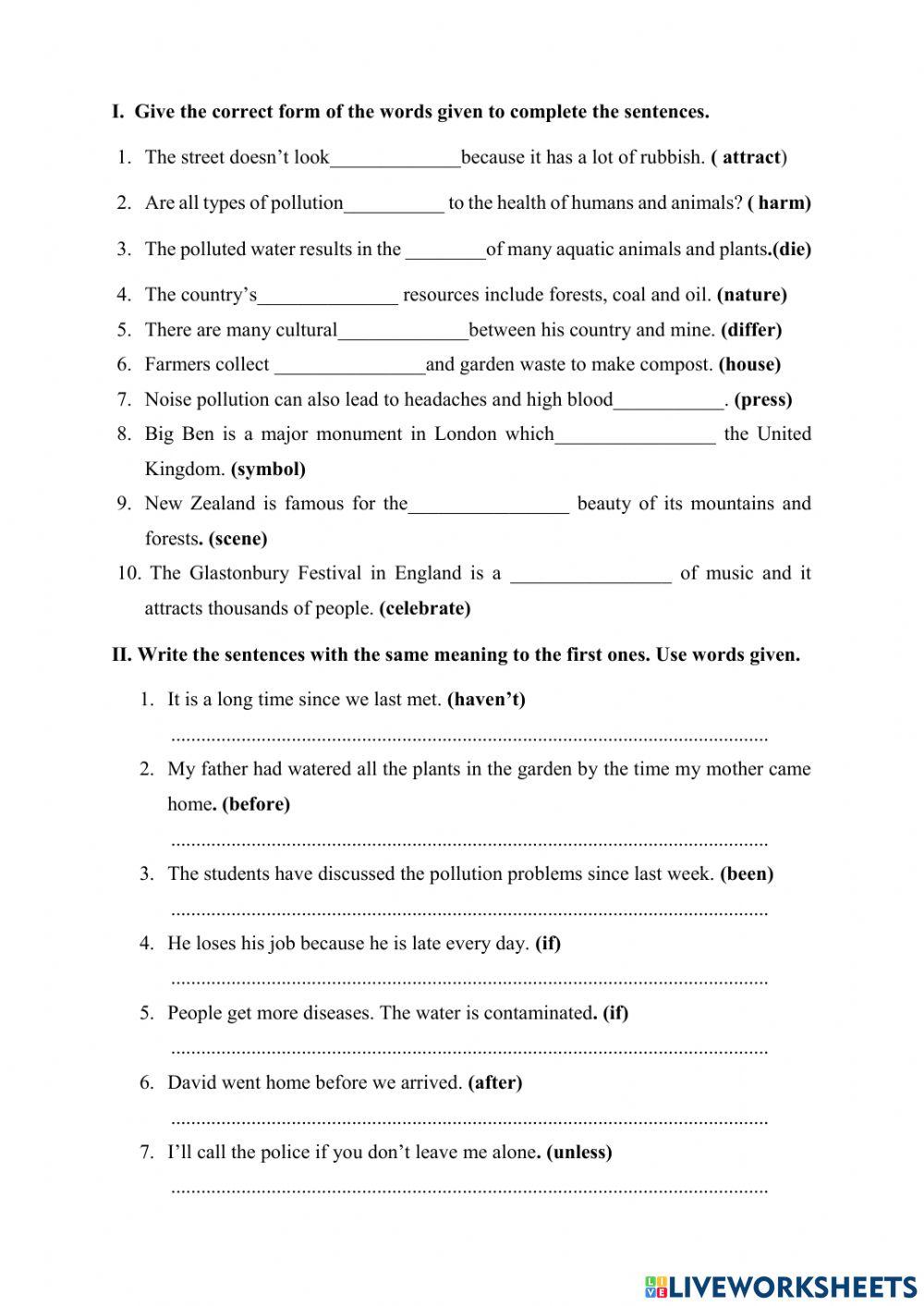Grade 8 mid-term 2 (5) worksheet | Live Worksheets