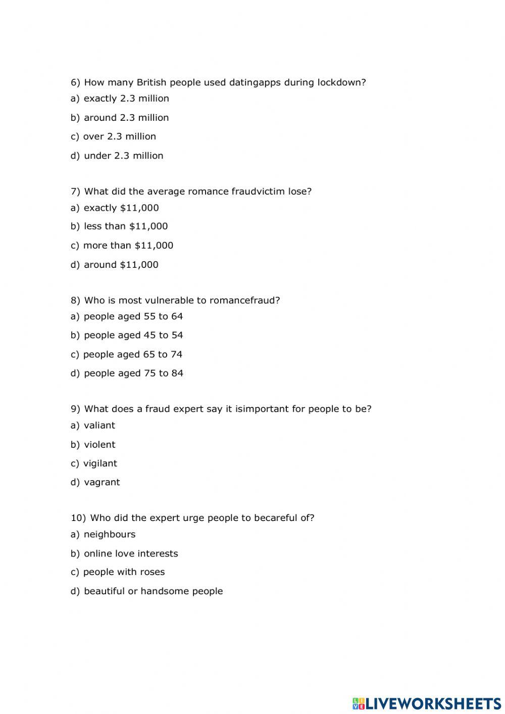 Online Fraud online exercise for | Live Worksheets