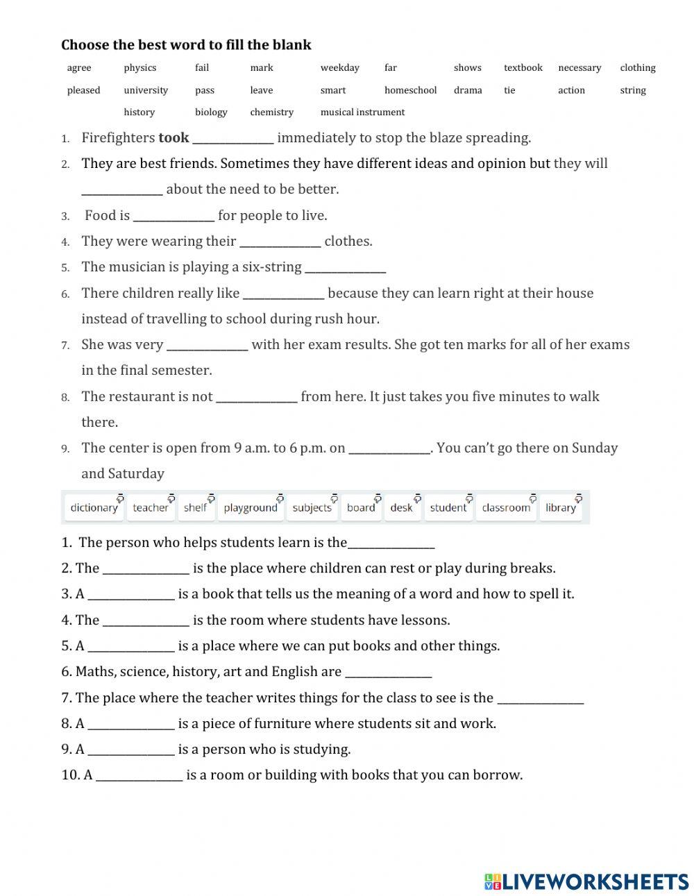 Ket vocab-unit 6 worksheet | Live Worksheets