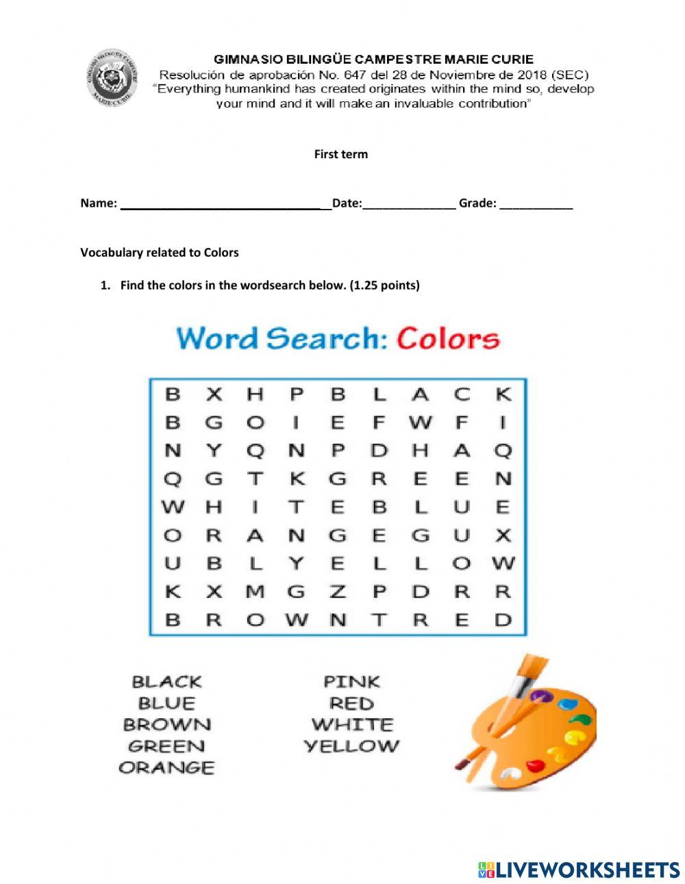 Vocabulary Exam interactive exercise | Live Worksheets