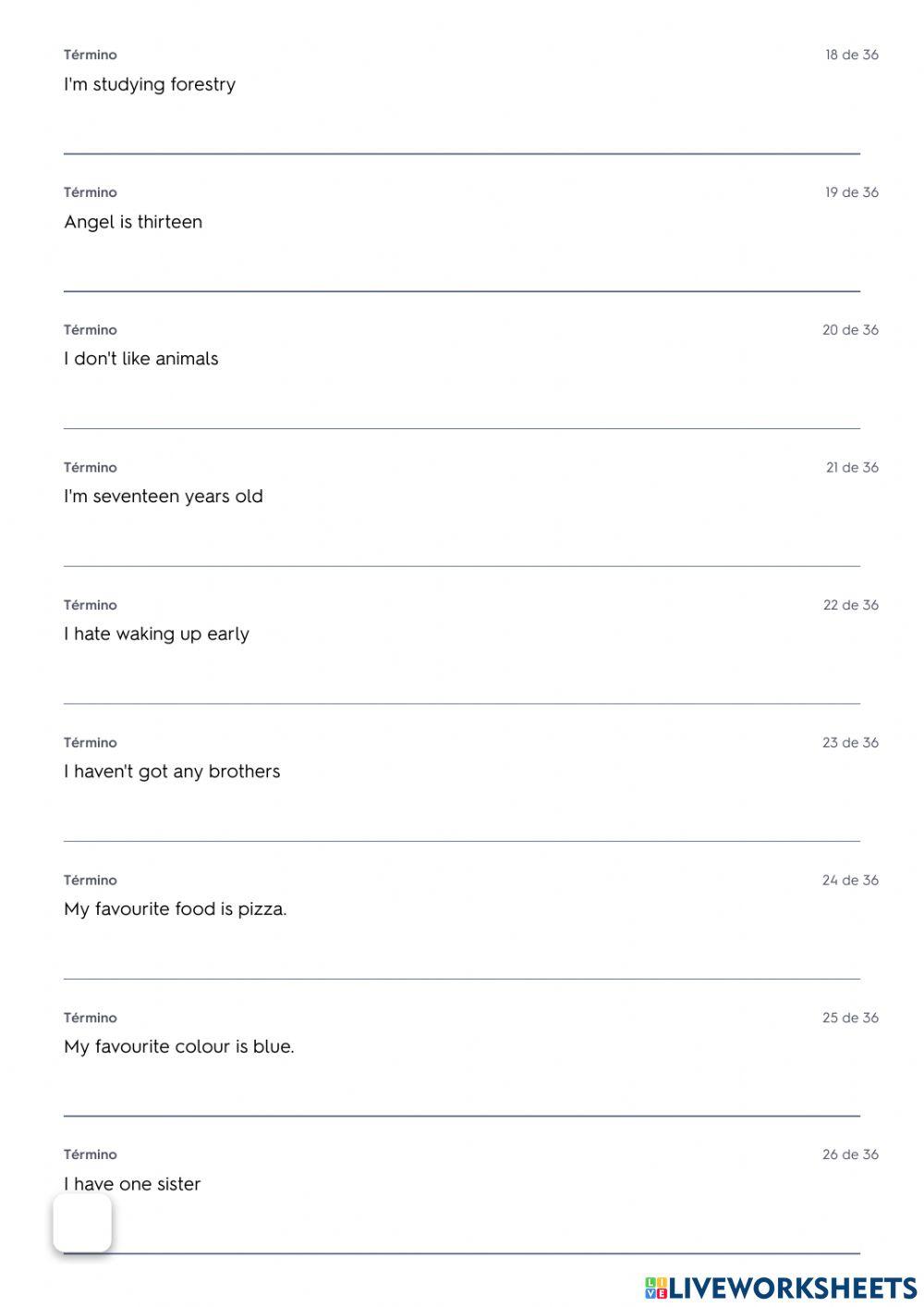 Self introducti… | Free Interactive Worksheets | 1931081