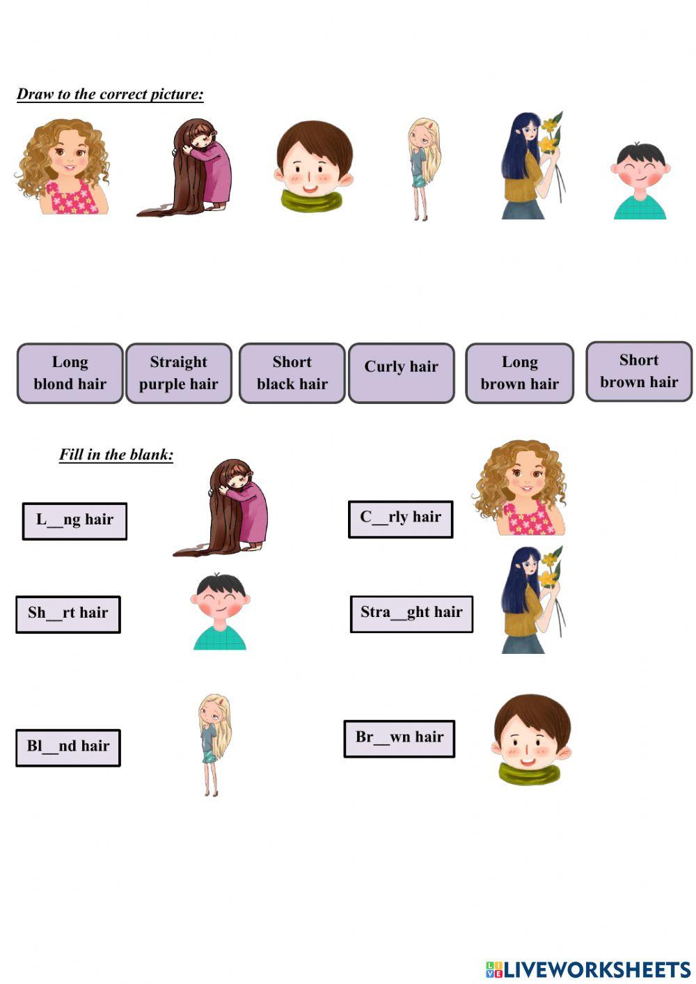 Long hair | Free Interactive Worksheets | 1931067