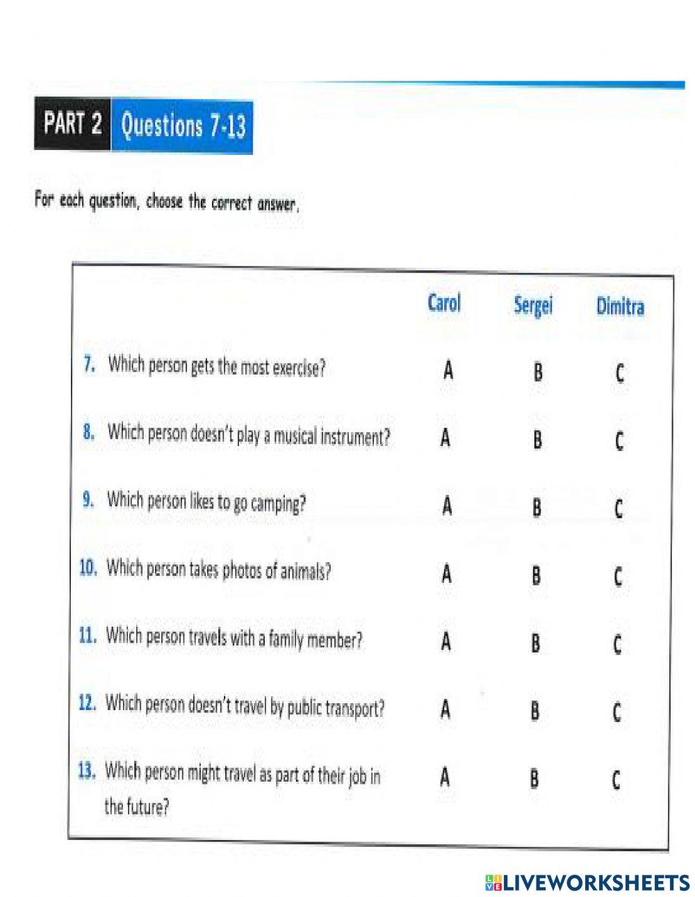 Ket Reading and Writing Simply test 8 online exercise for | Live Worksheets