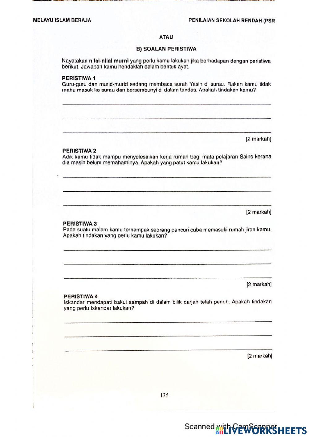 SBA 1 2022 MELAYU ISLAM BERAJA online exercise for | Live Worksheets