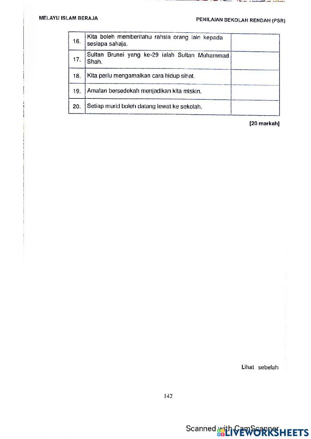 SBA 1 2022 MELAYU ISLAM BERAJA (PART 2) online exercise for | Live Worksheets