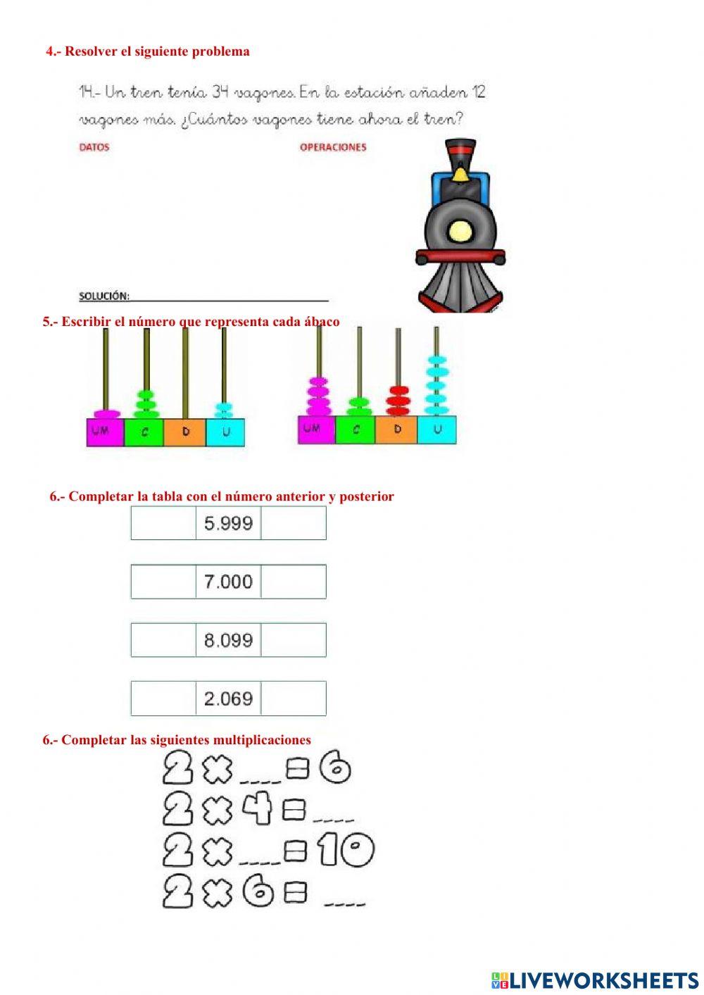 MATEMÁTICAS online exercise for | Live Worksheets