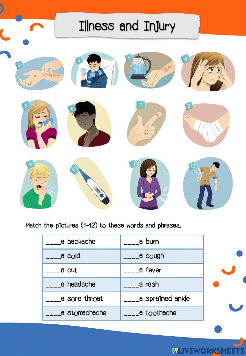 Illness and Inj… | Free Interactive Worksheets | 1931765