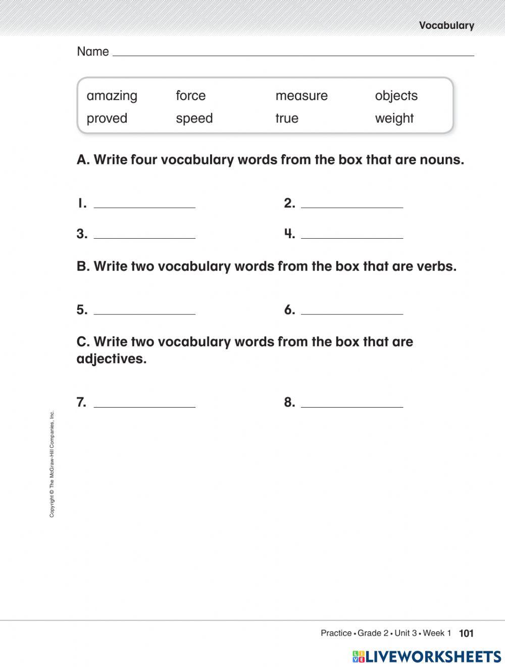 LM7 - L4 - VOCAB GAME online exercise for | Live Worksheets