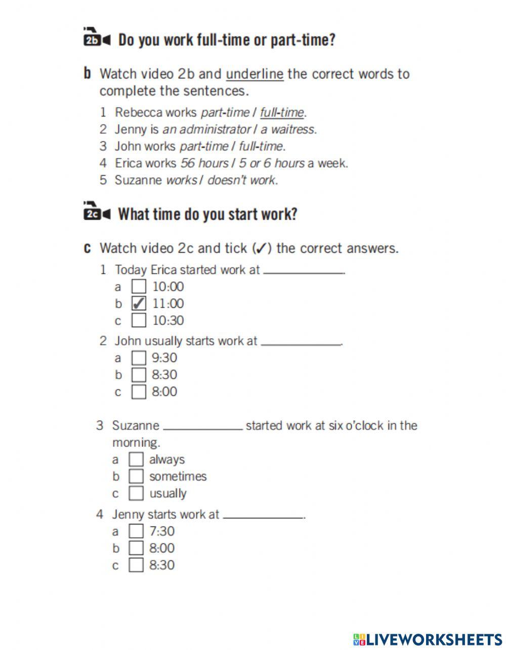 Video 2b-2c Worksheet | Live Worksheets
