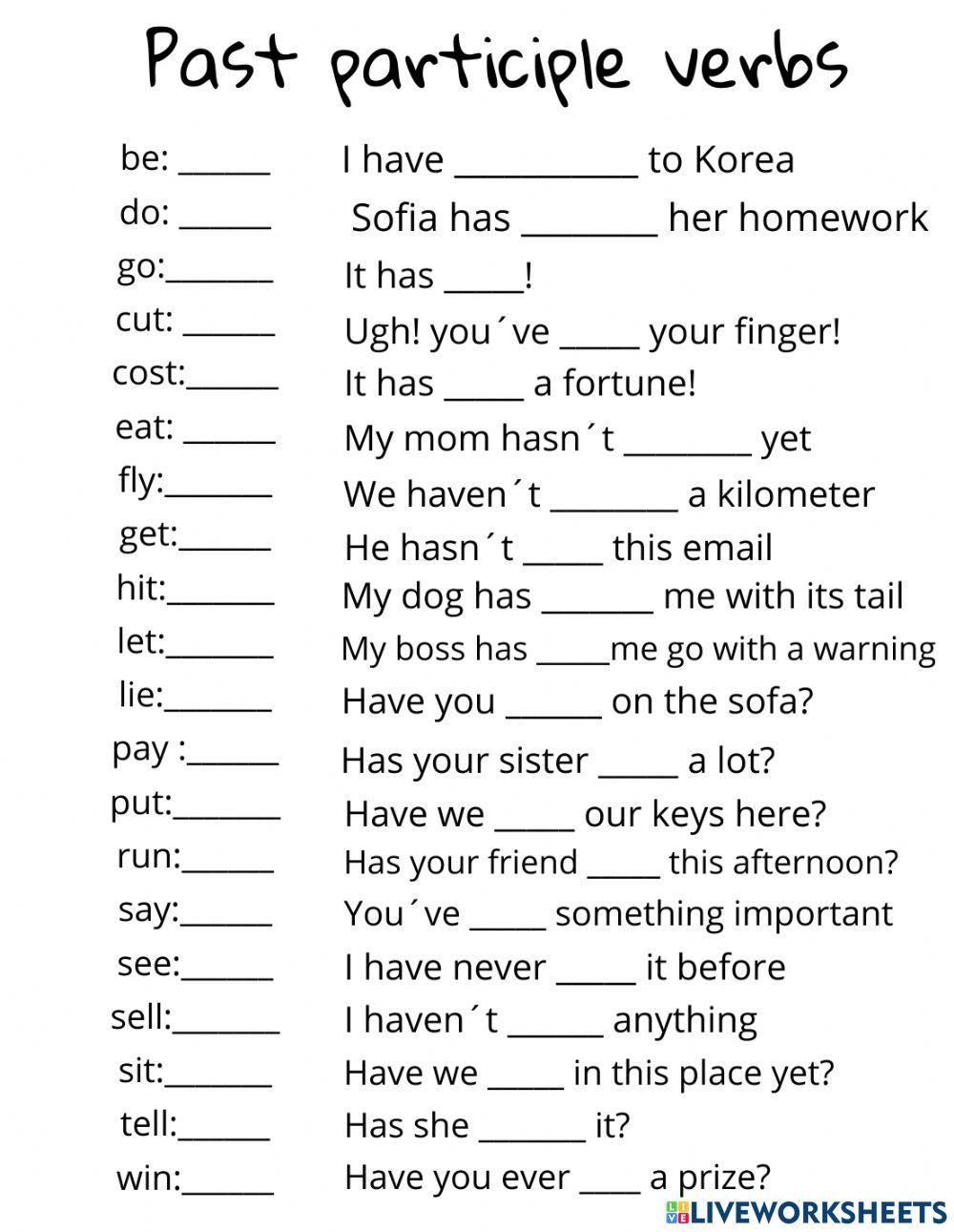 Verbs online exercise for 3° | Live Worksheets