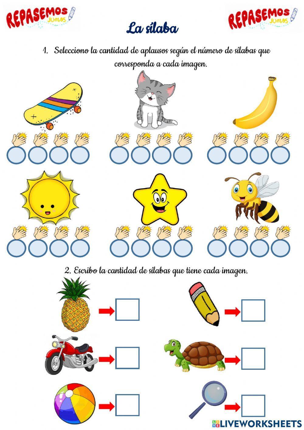 La sílaba online pdf worksheet | Live Worksheets