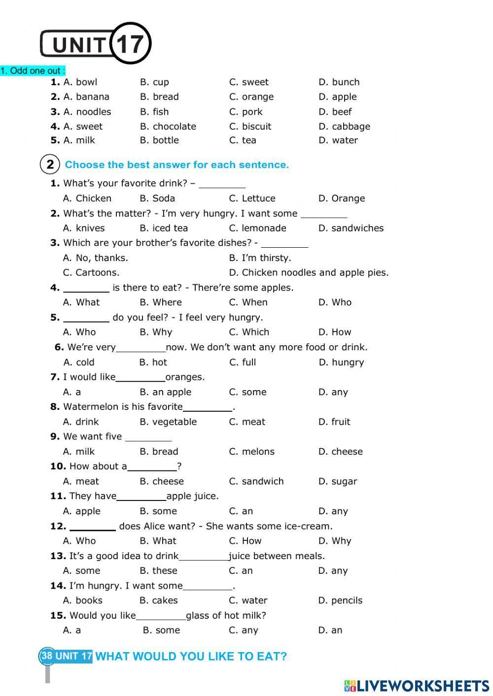 What would you lik to eat? worksheet | Live Worksheets