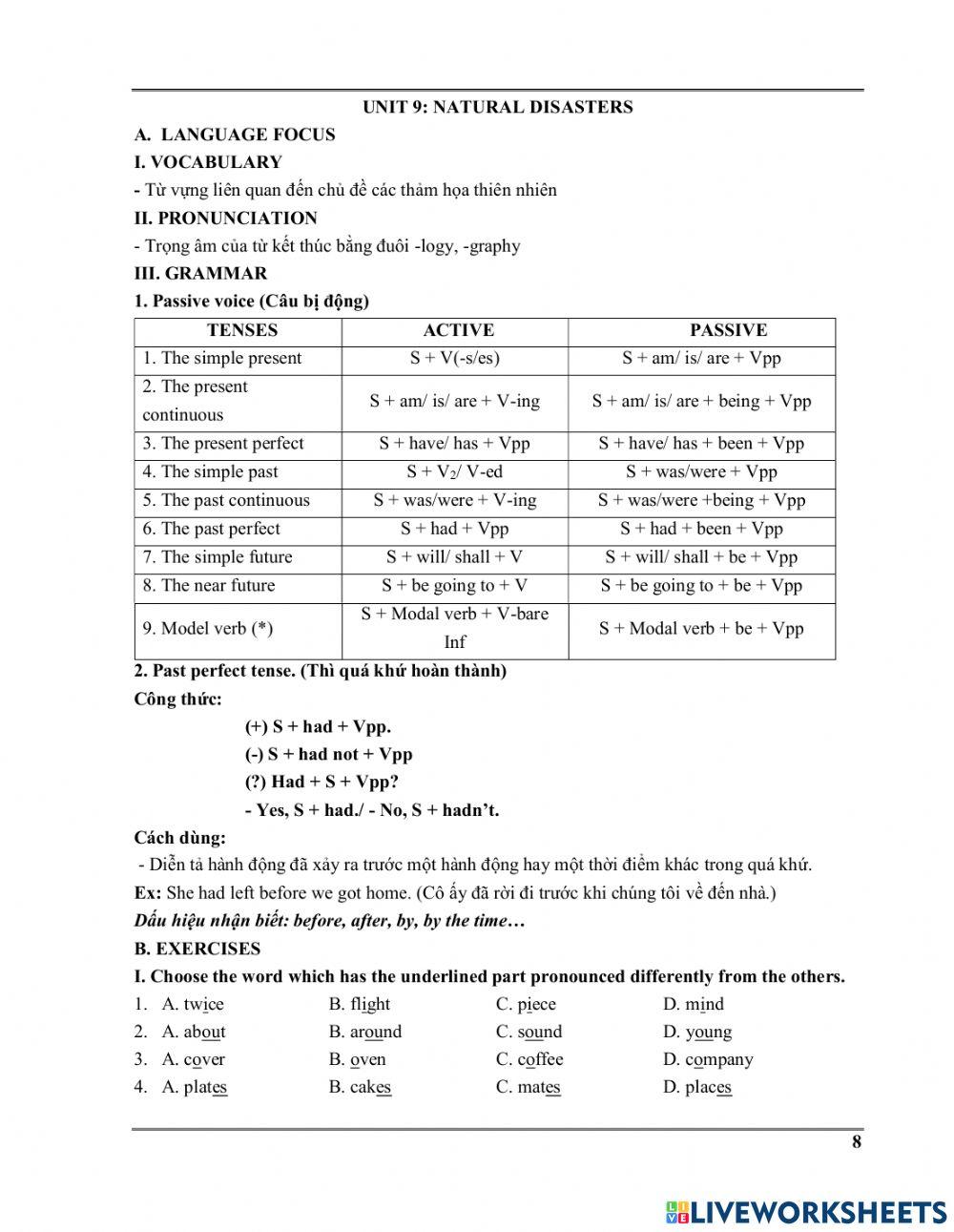 Review unit 9 ( đề cương giữa kỳ 2 Yên hòa) E8 5312676