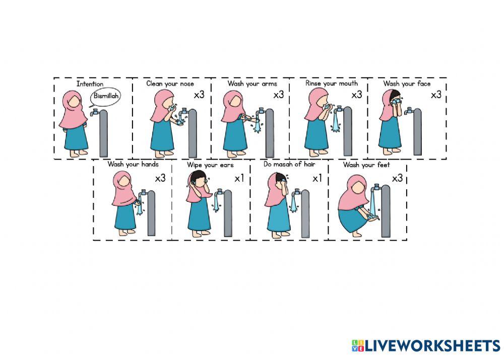 Wudu steps online exercise for | Live Worksheets