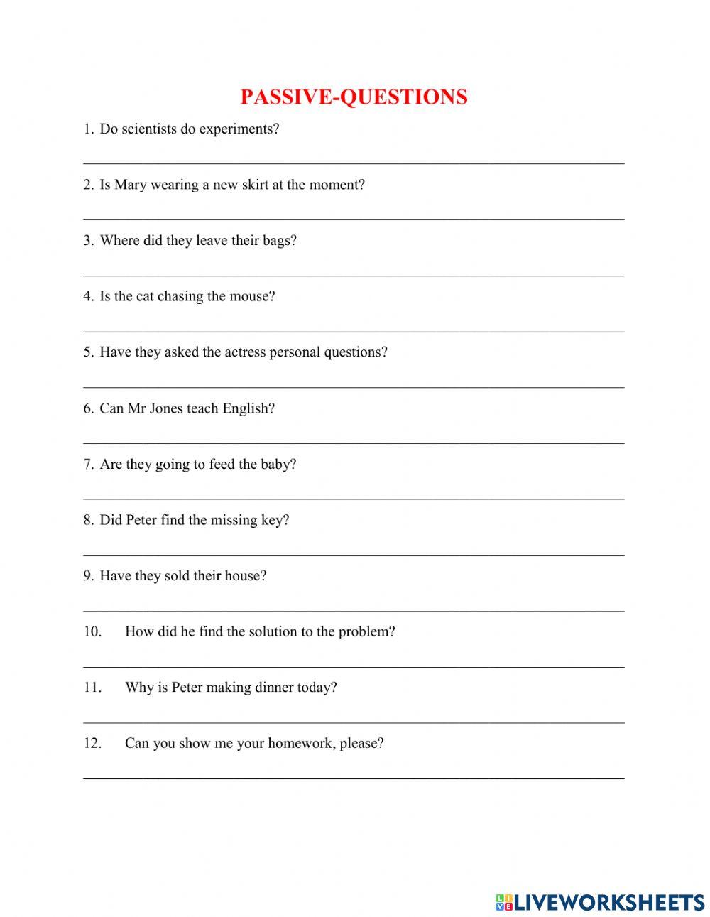 PASSIVE VOICE-QUESTIONS 3565041 | Flamenco | Live