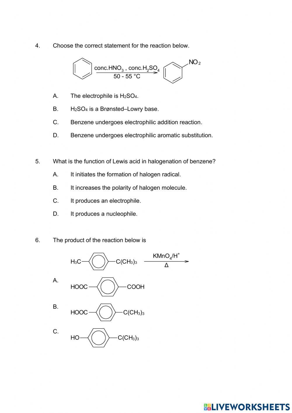 Tutorial Section A Chapter 6: Benzene - Its derivatives online exercise ...