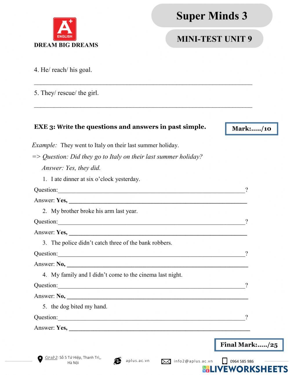 Super Minds 3 - Unit 9 online exercise for | Live Worksheets