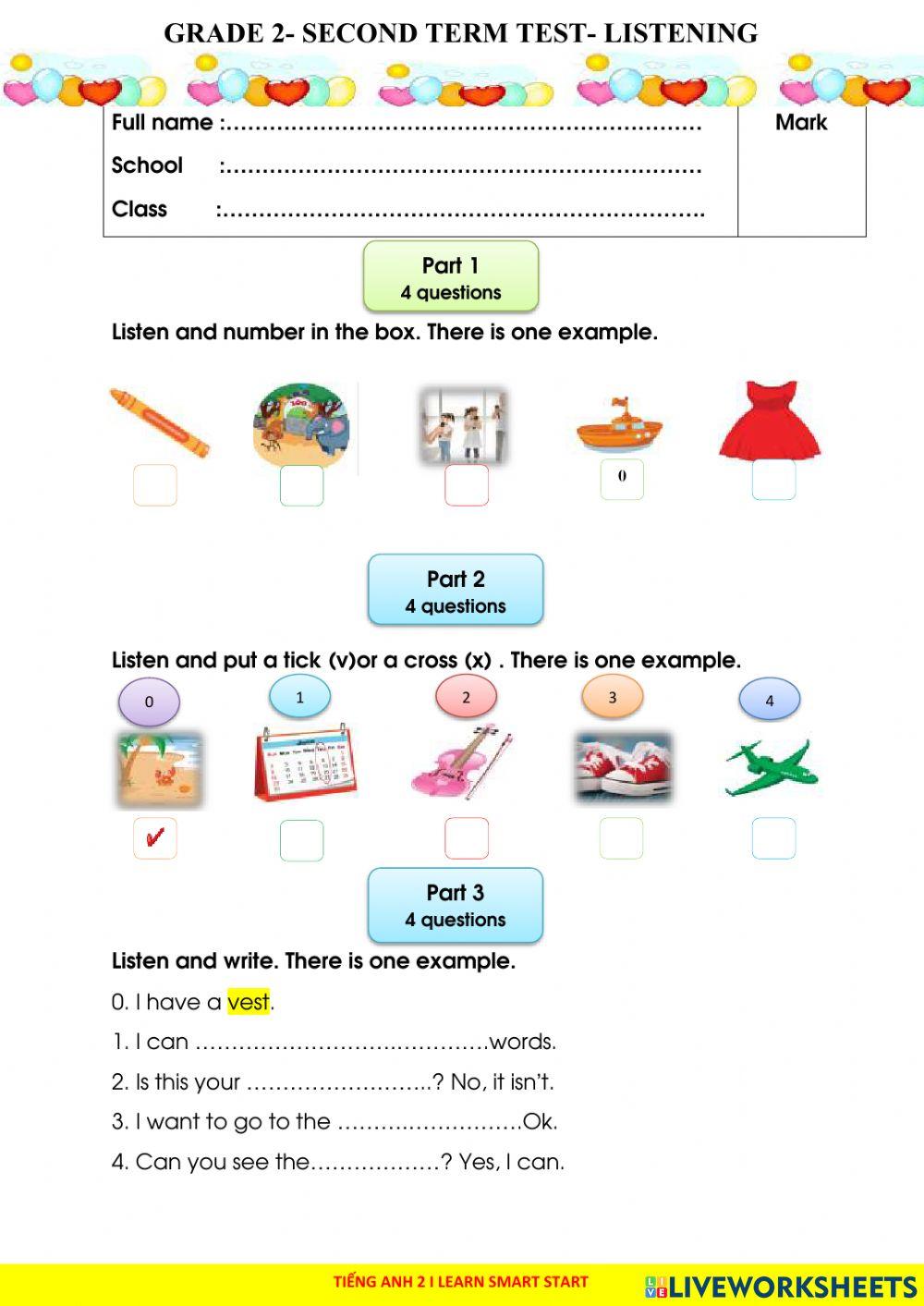 TA 2 test 1933667 | Pham Thi Hue | Live Worksheets