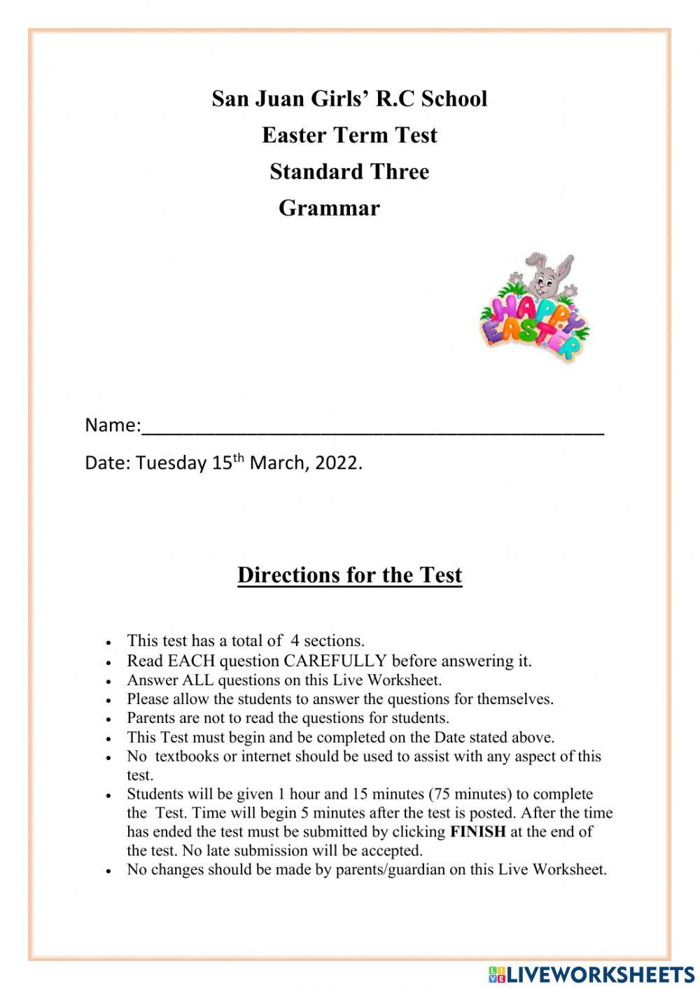 Easter Term Tes… | Free Interactive Worksheets | 4053964