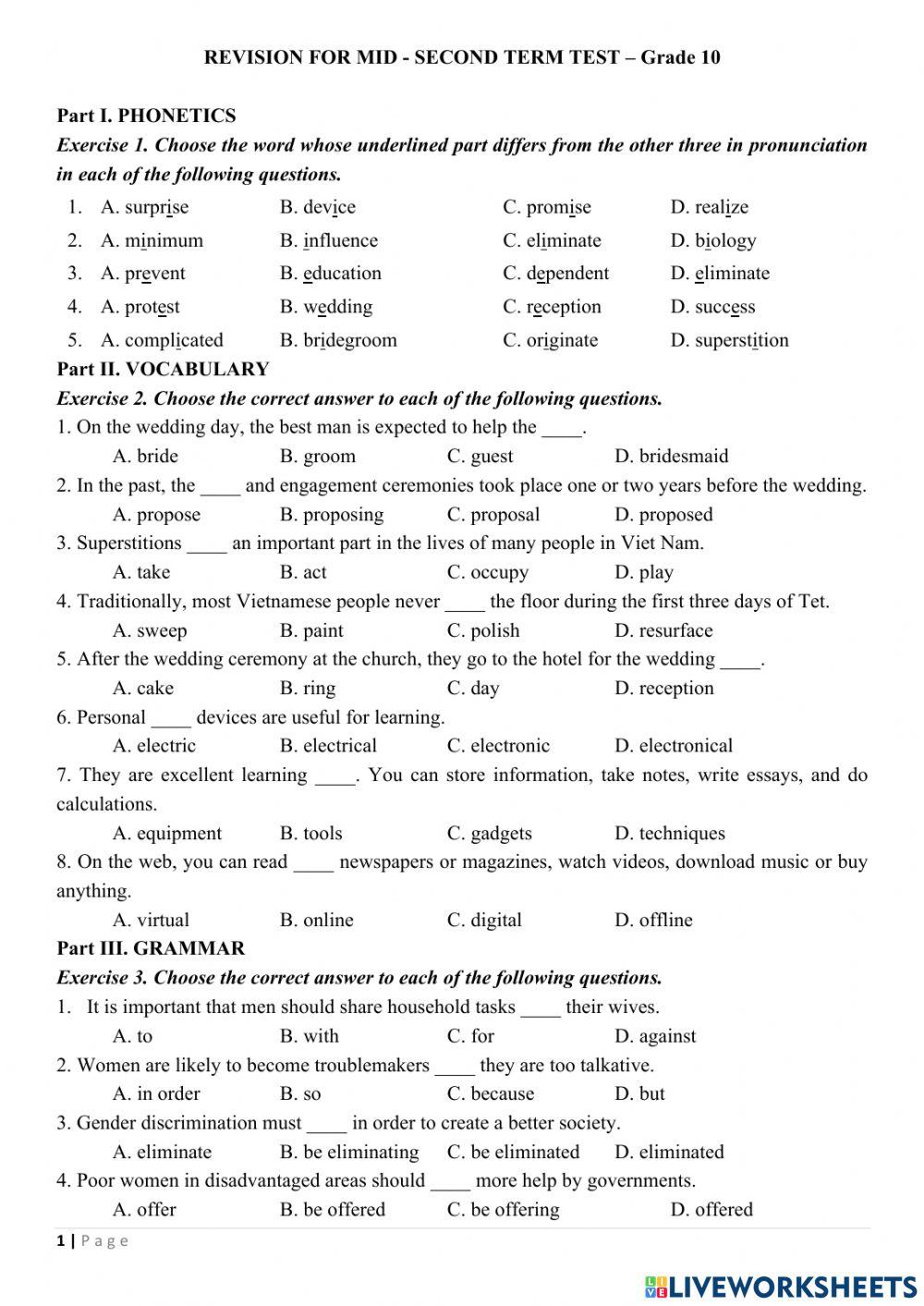 Revision for mi… | Free Interactive Worksheets | 3565287
