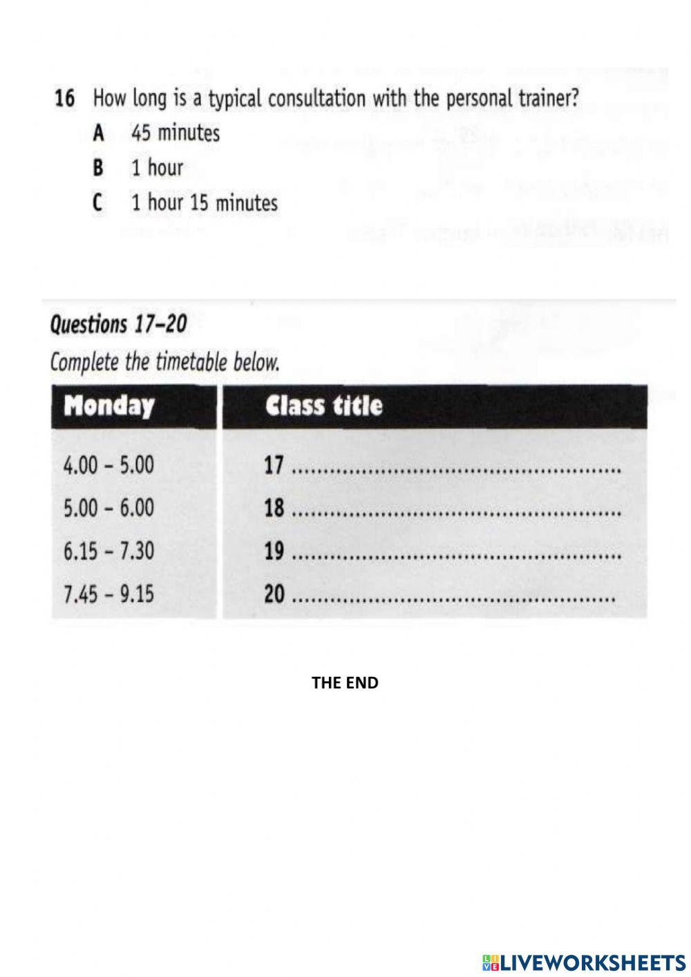 Mini-Test 2 (Ielts Listening) online exercise for | Live Worksheets