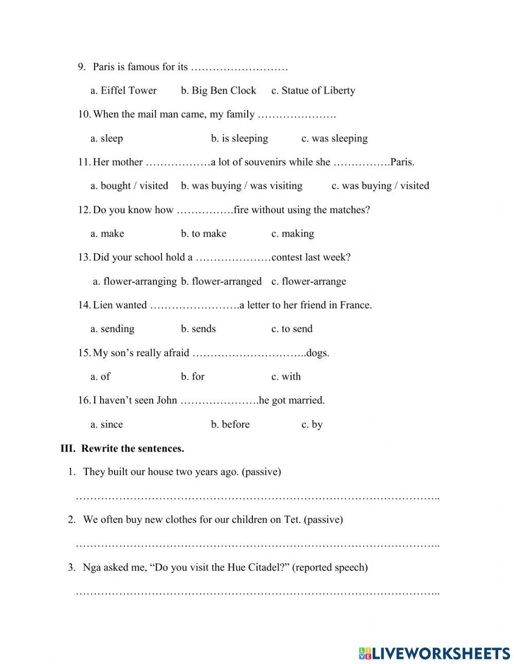 Grade 8 worksheet free online activity | Live Worksheets