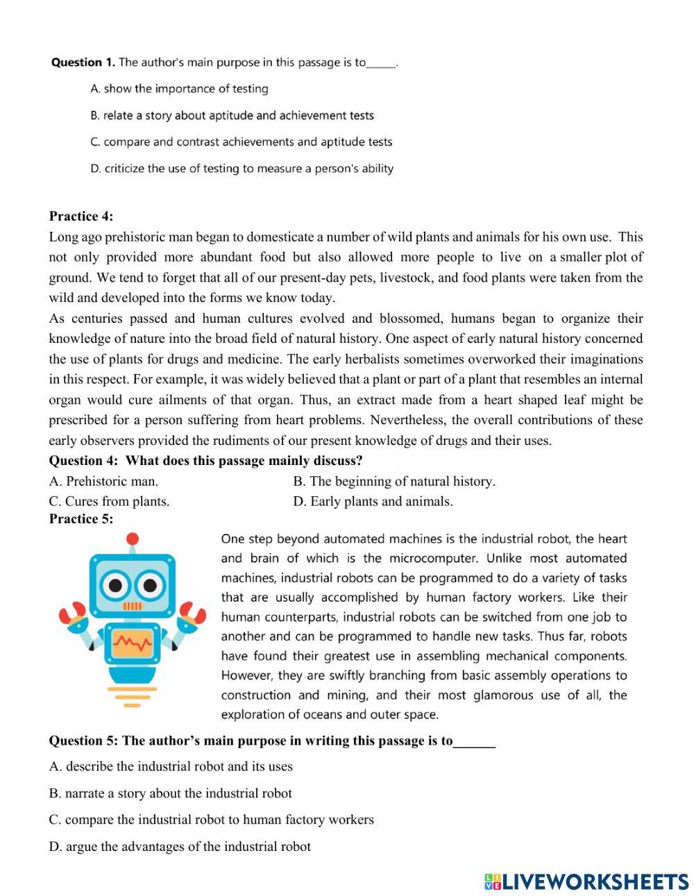 Grade 12- Readi… | Free Interactive Worksheets | 1934452