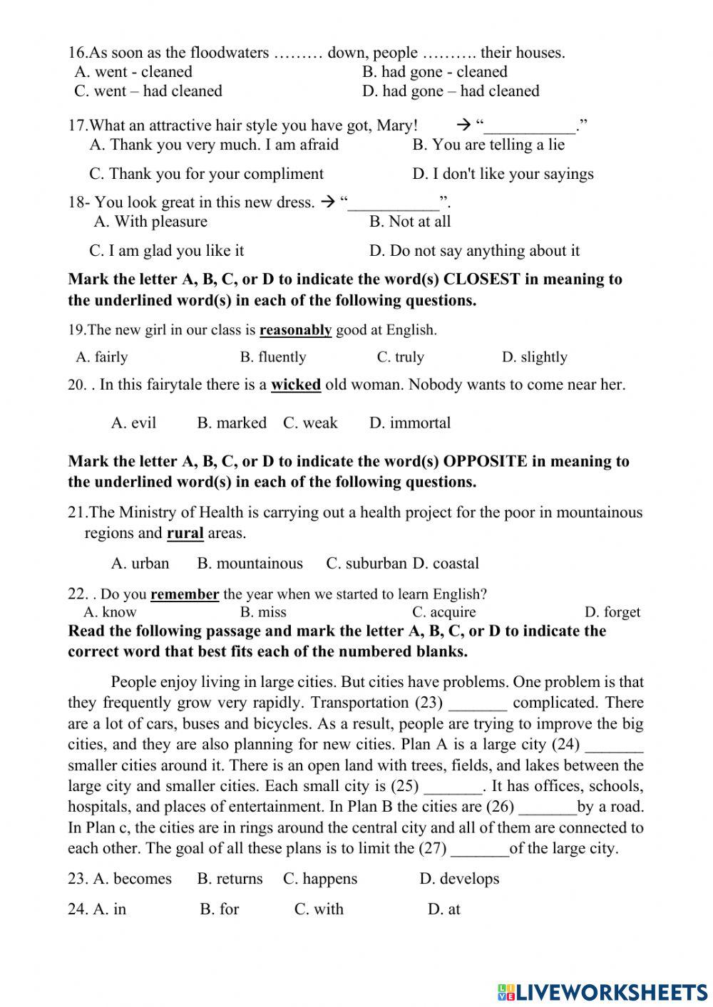 Writing test 2 No1 | Live Worksheets