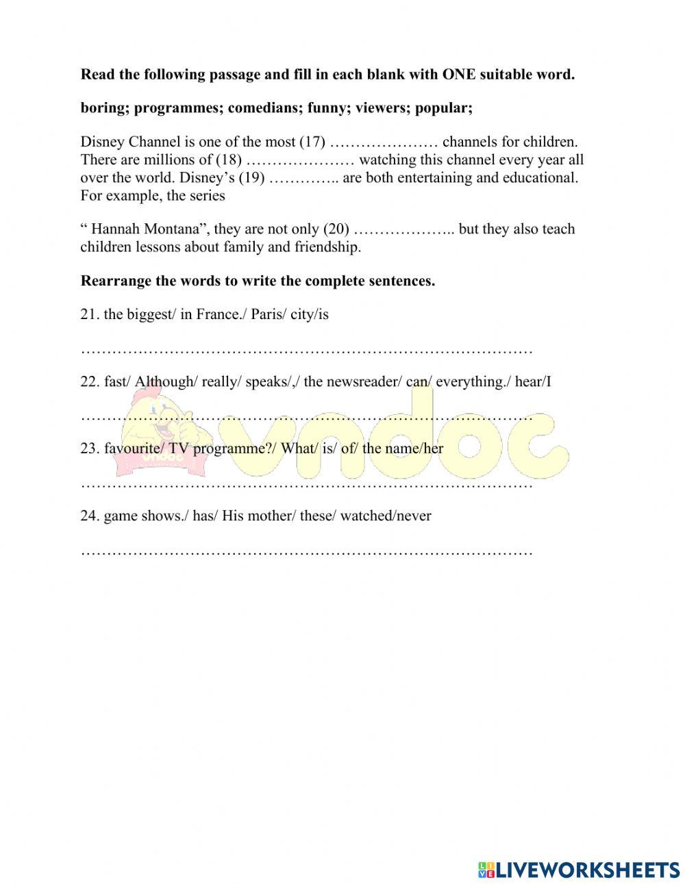 English 6 activity for 6 | Live Worksheets