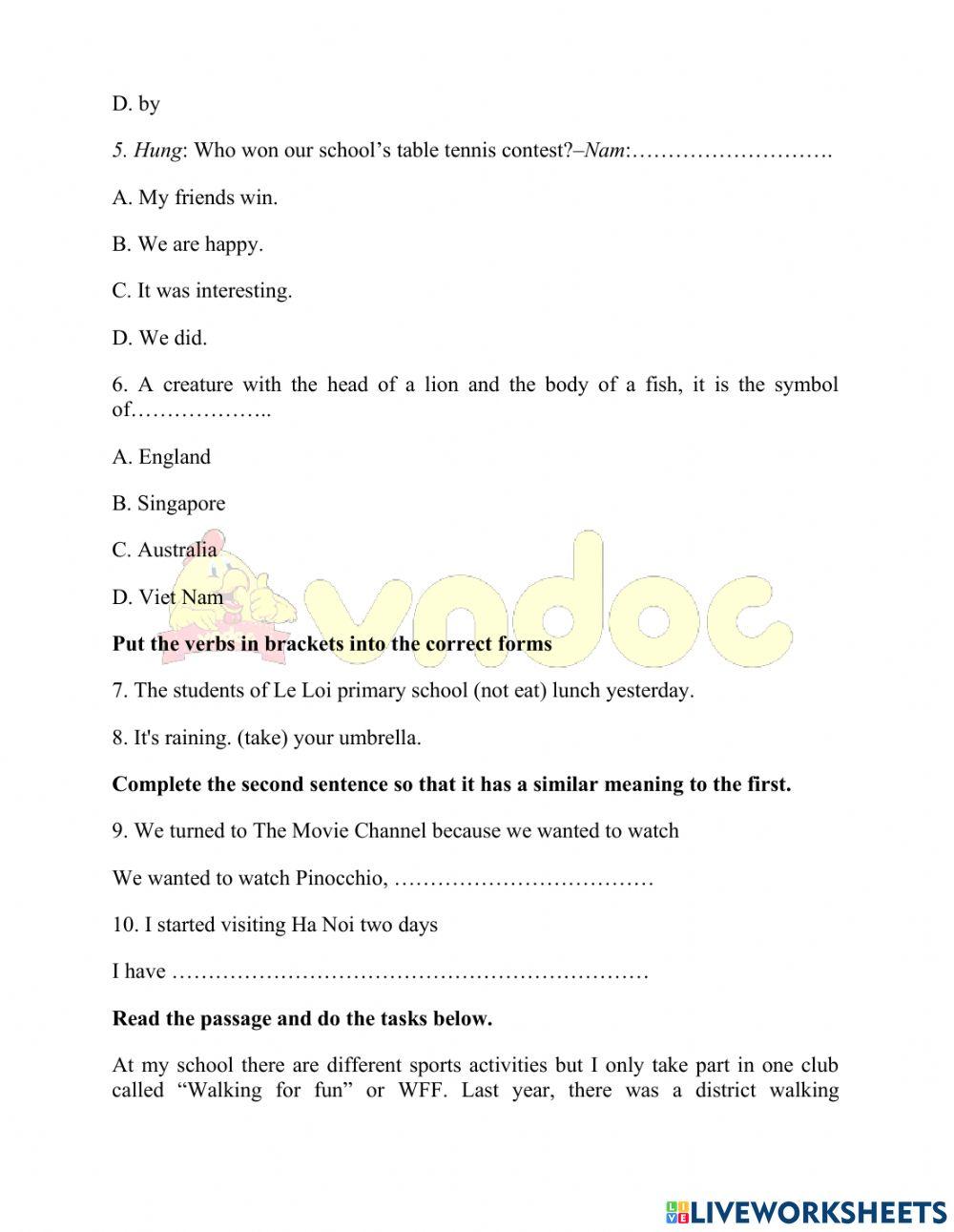 English 6 online worksheet for 6 | Live Worksheets