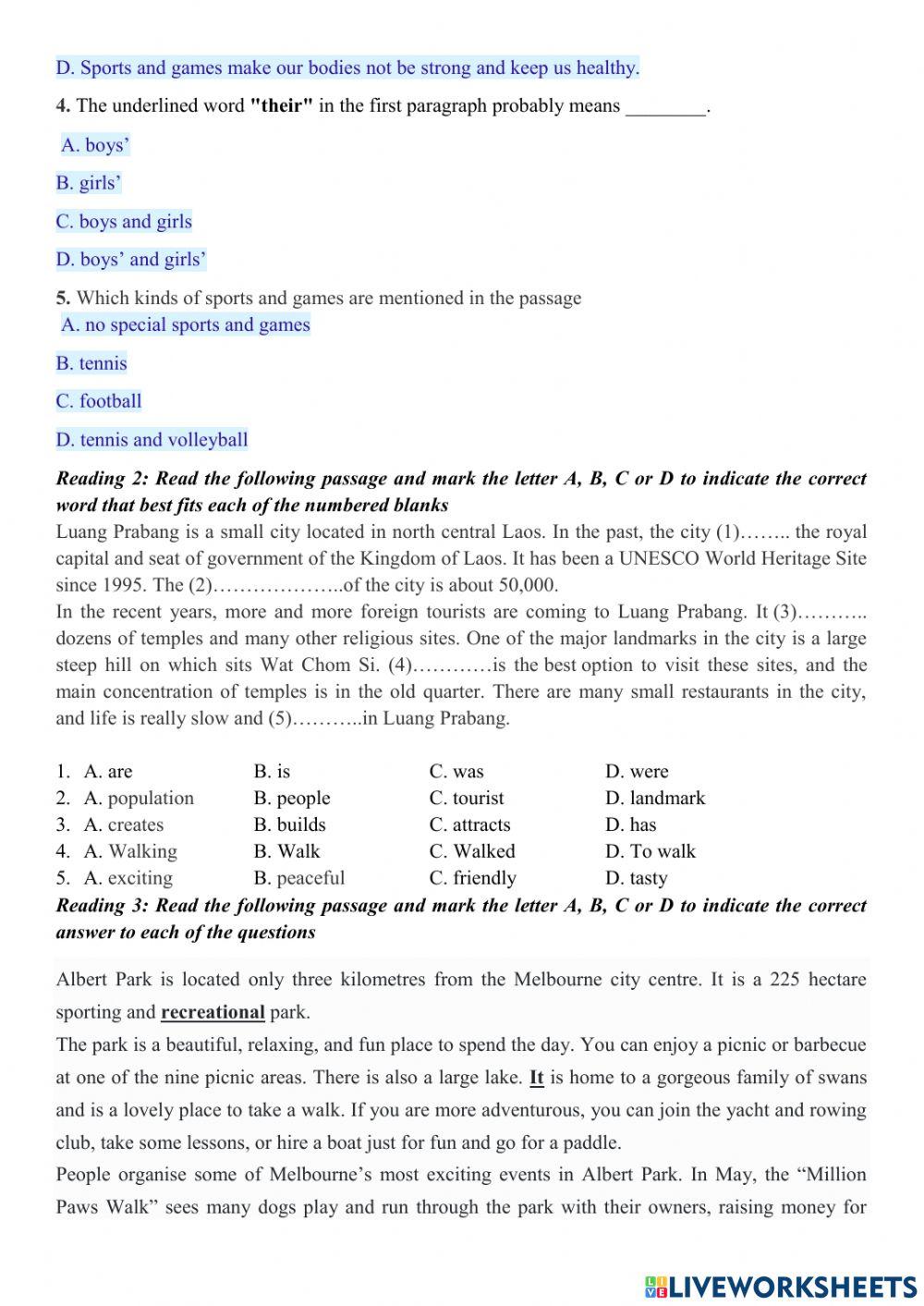 G6-Revision | Trần Thị Thanh | Live Worksheets