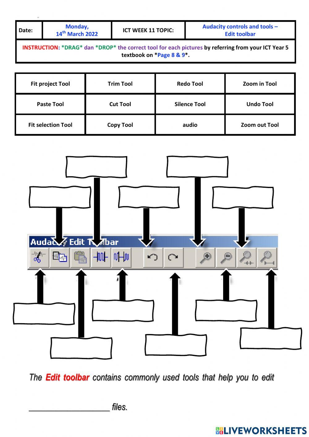 AUDACITY - Edit… | Free Interactive Worksheets | 1935288
