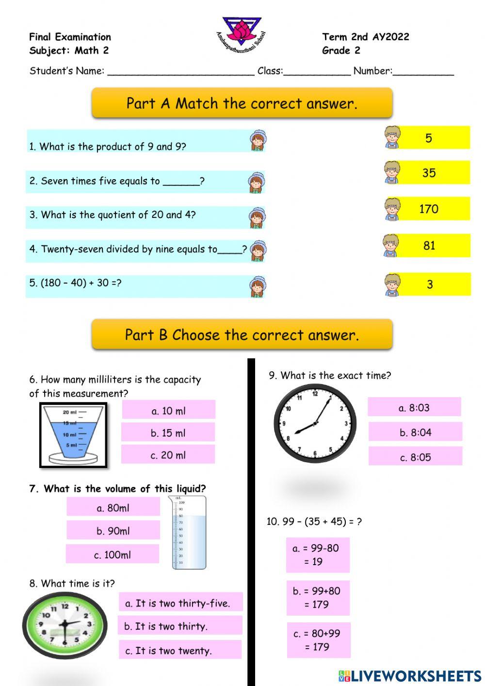 Maths Final P2 worksheet | Live Worksheets