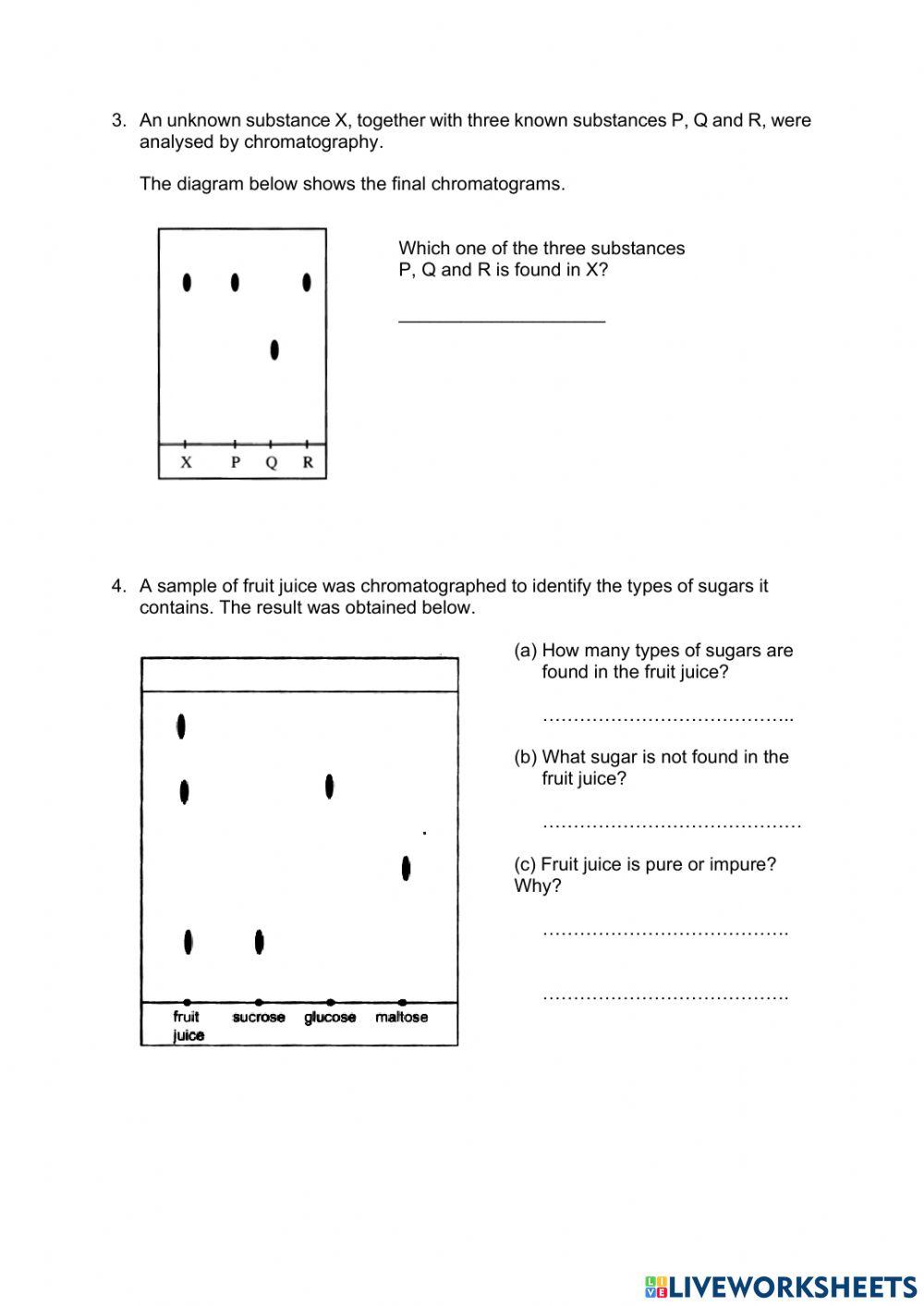 Analyse Chromatogram online exercise for | Live Worksheets