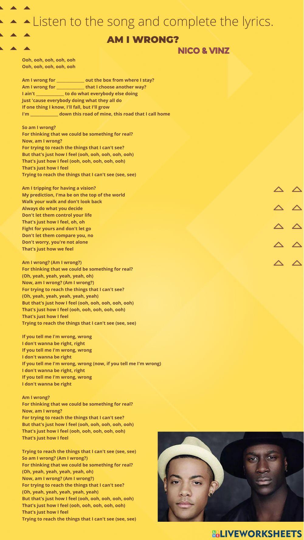 Nico And Vinz Am I Wrong Lyrics