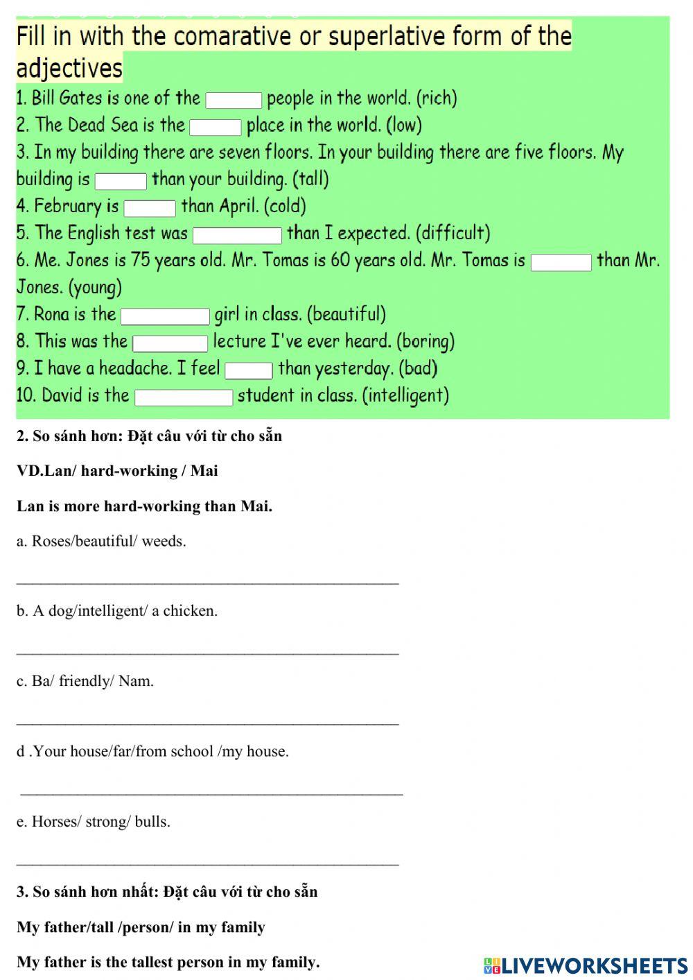 Adjectives online exercise for 5 | Live Worksheets