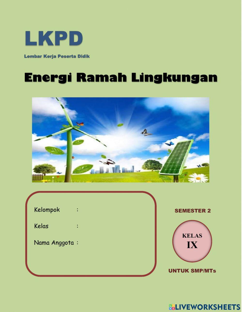 Energi Ramah Lingkungan | Live Worksheets