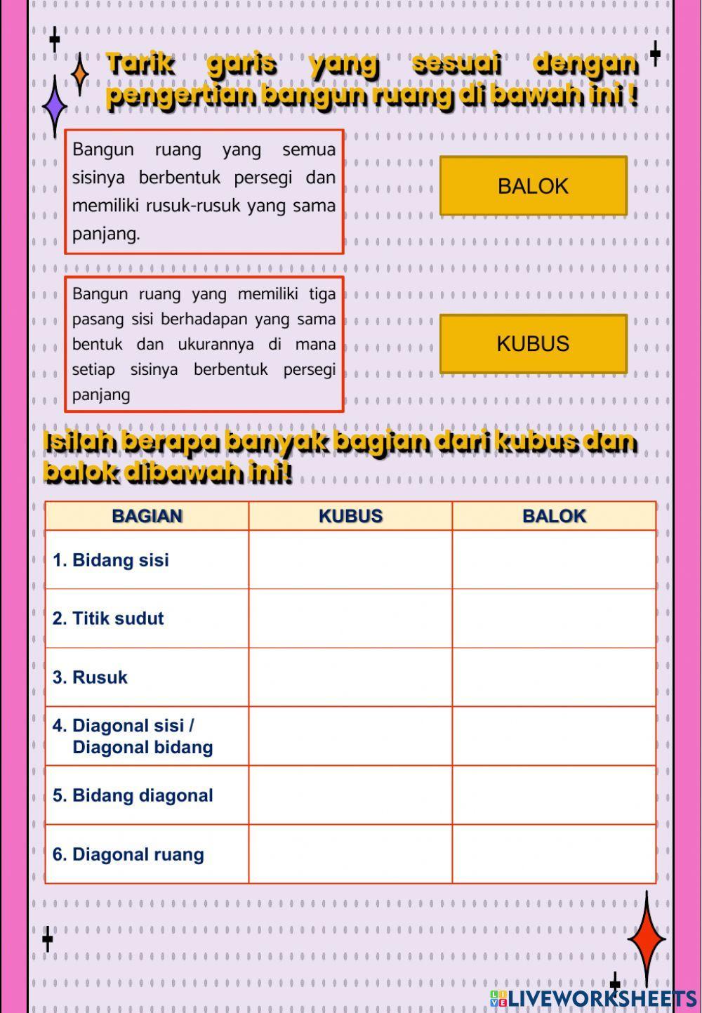 BANGUN RUANG SI… | Free Interactive Worksheets | 2784958