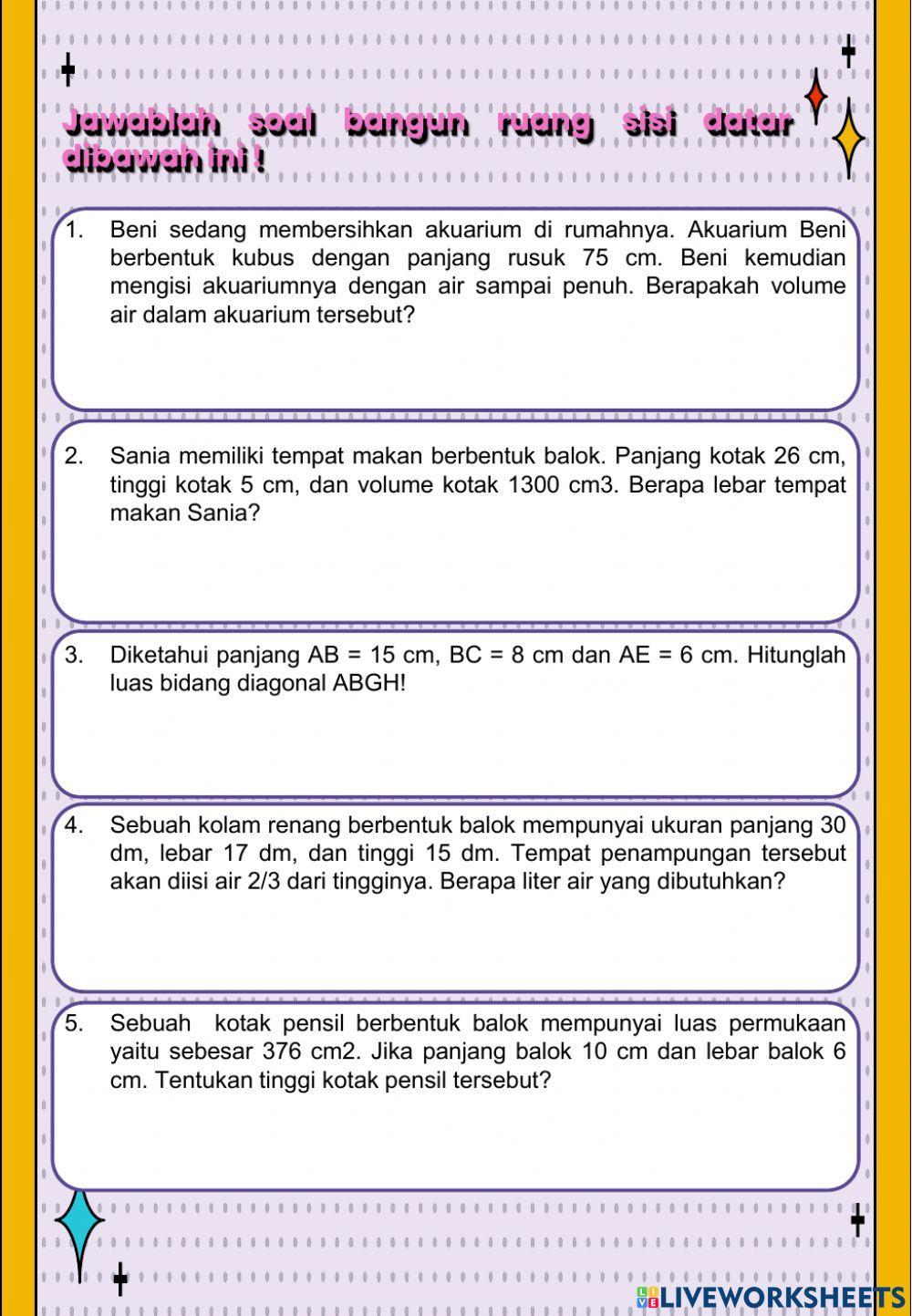 BANGUN RUANG SI… | Free Interactive Worksheets | 2784958