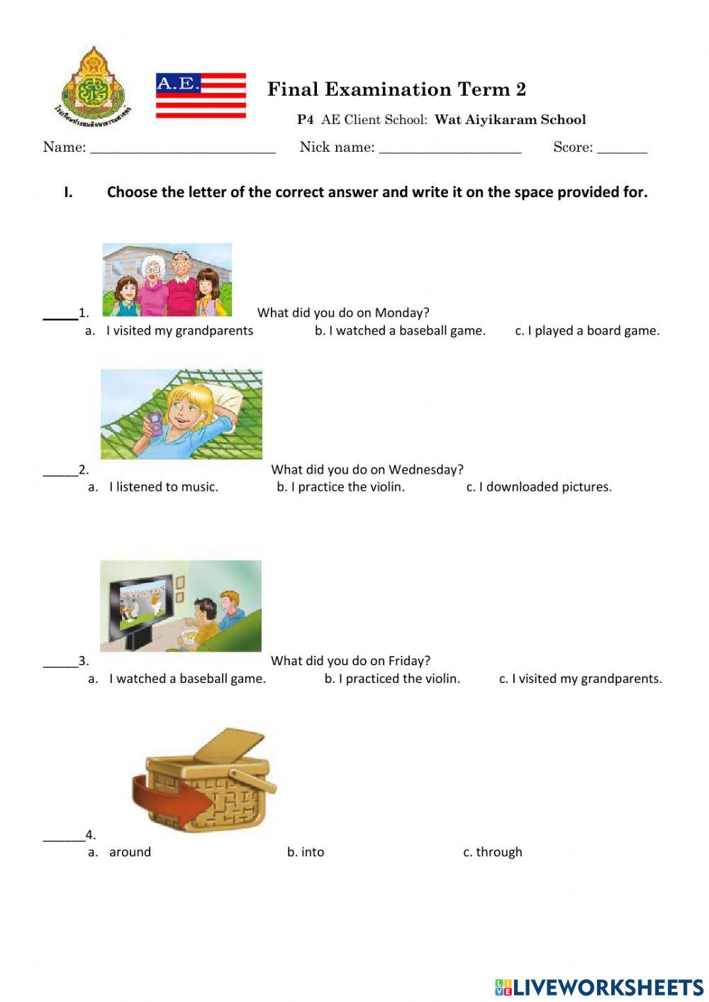 Final Examination P4 Normal Class online exercise for | Live Worksheets