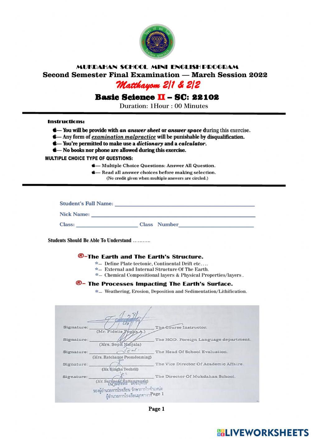 Re- Exam Of M2 online exercise for | Live Worksheets