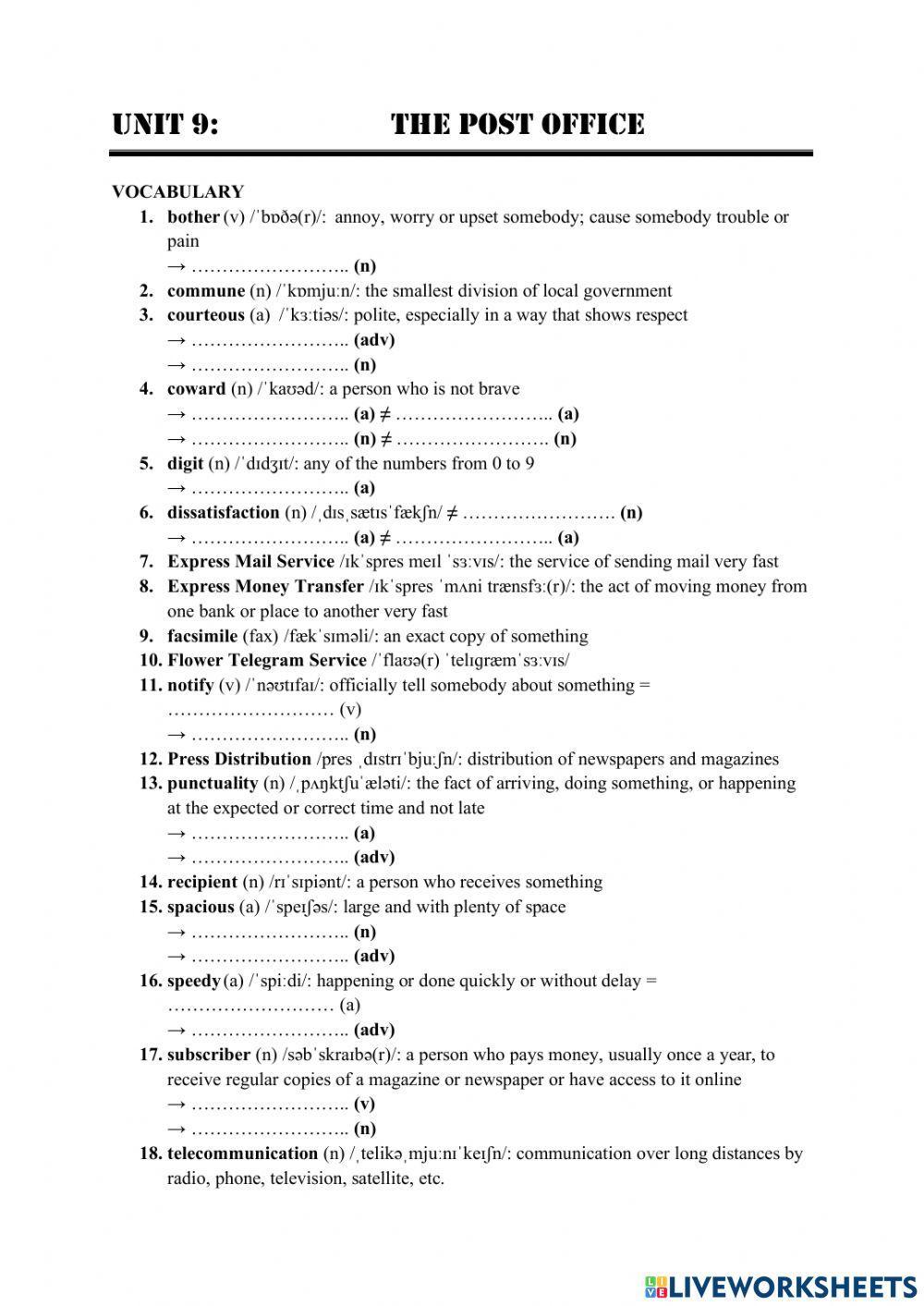 E11-Unit9 4043858 | maitruong | Live Worksheets