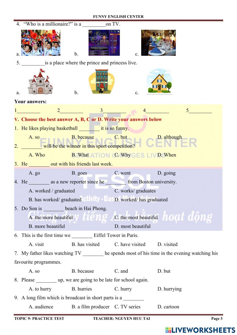 E.6-the second middle term test worksheet | Live Worksheets