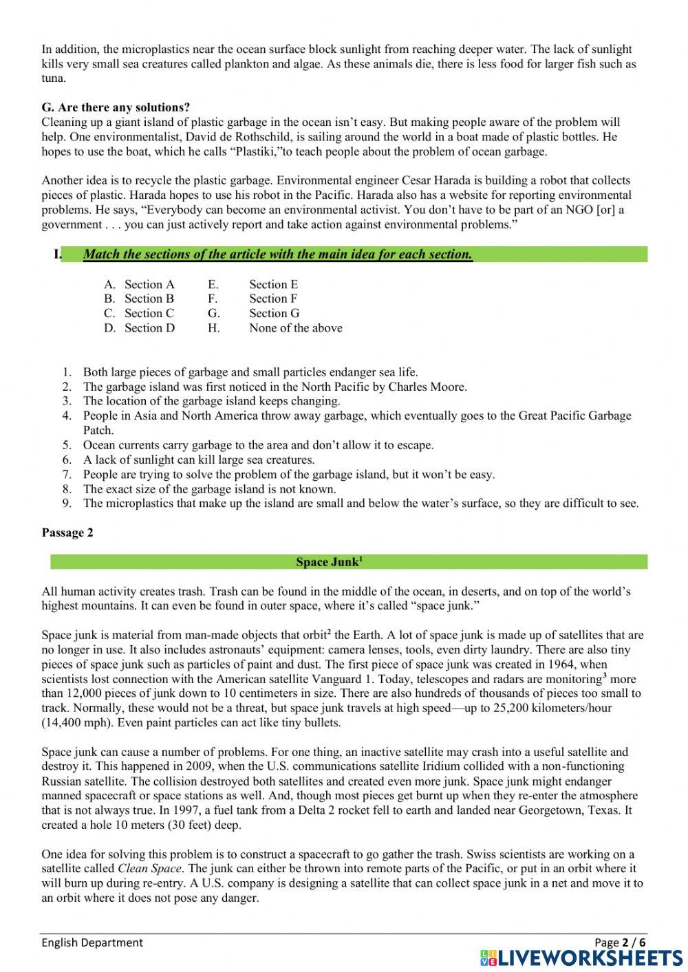 Reading G7 Pathway term 2 2021-2022 worksheet | Live Worksheets