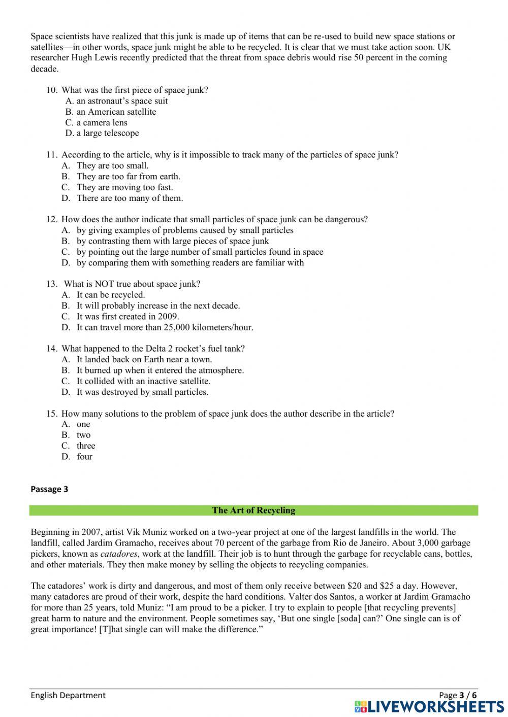 Reading G7 Pathway term 2 2021-2022 worksheet | Live Worksheets