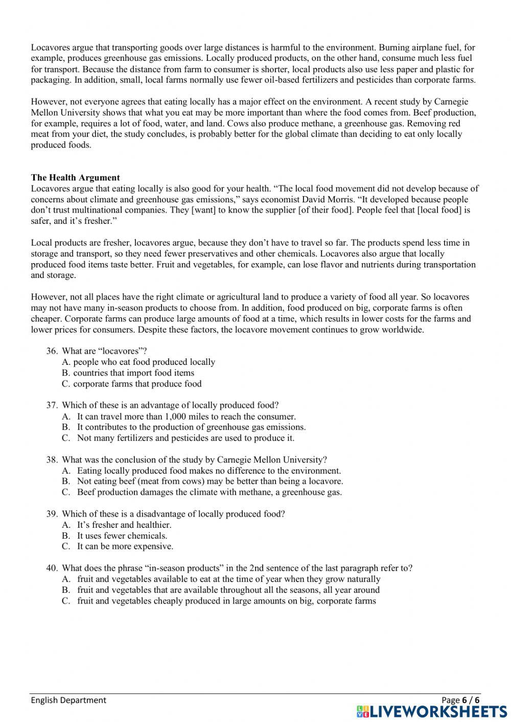 Reading G7 Pathway term 2 2021-2022 worksheet | Live Worksheets