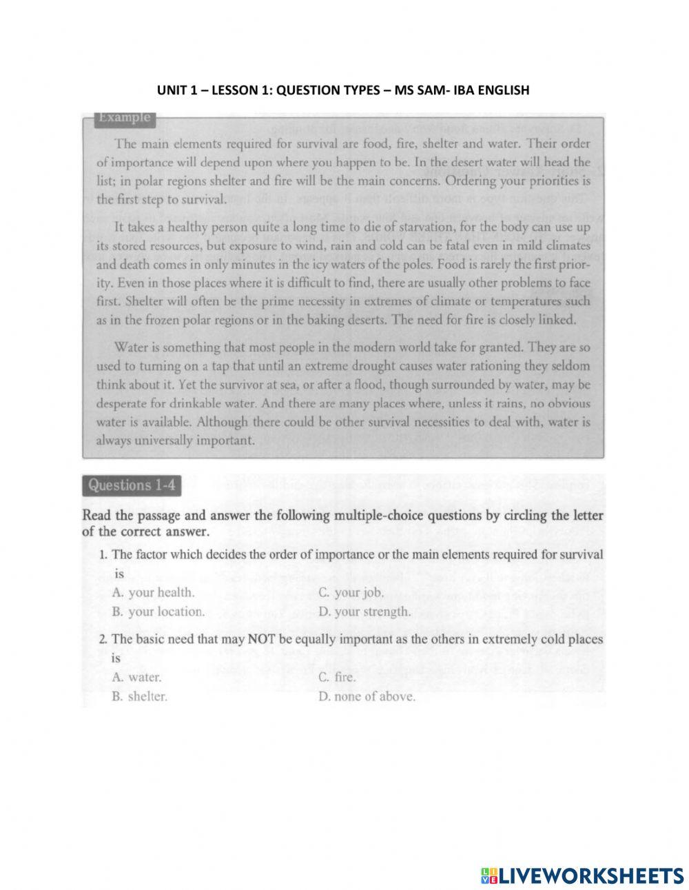 Basic ielts rea… | Free Interactive Worksheets | 1937600